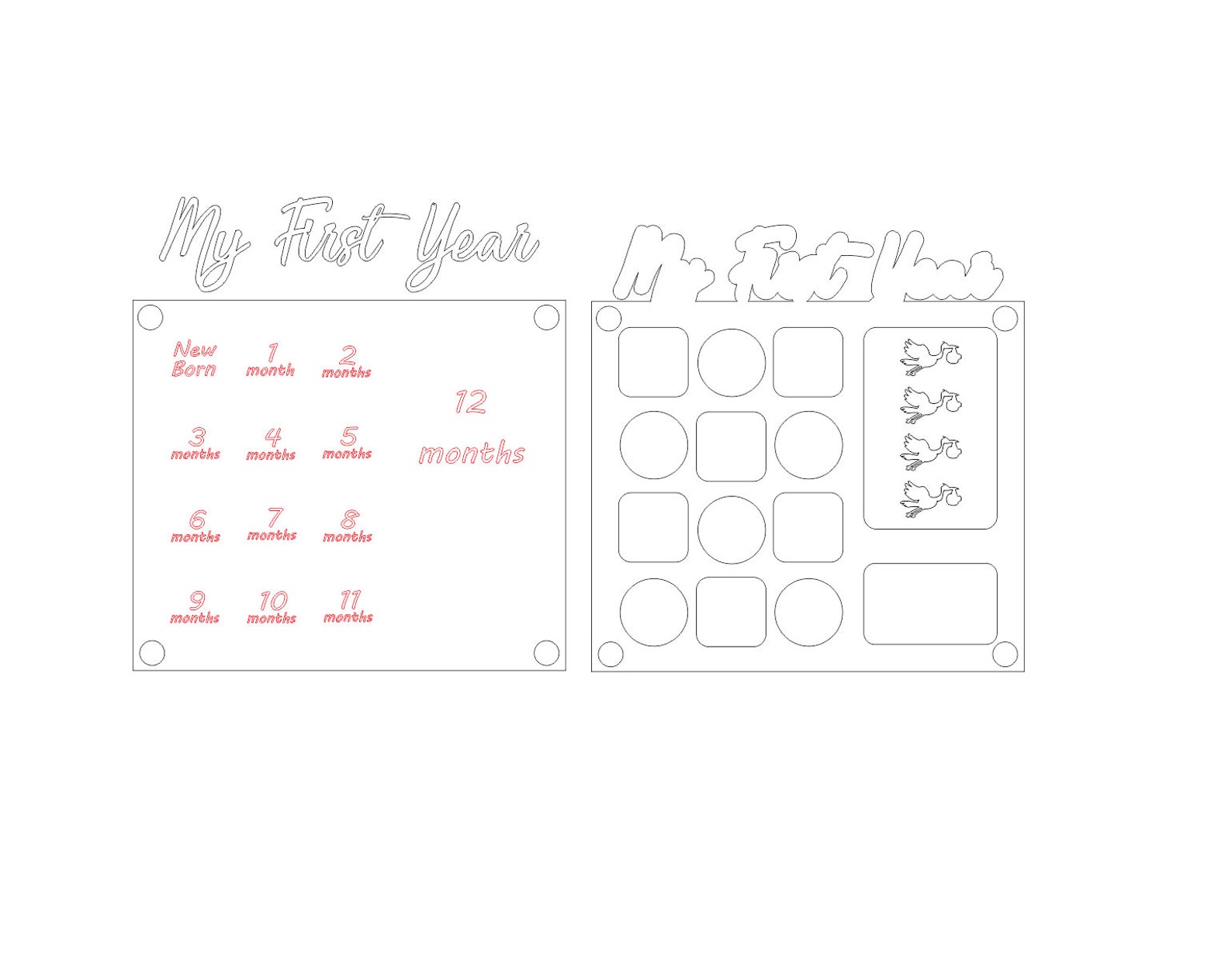 My First Year Photo Frame files for Engraving Laser Cut | Etsy