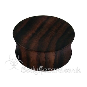 1x Sono Wood Concave Double Flared Ear Plug for Stretched Ear Lobes ...