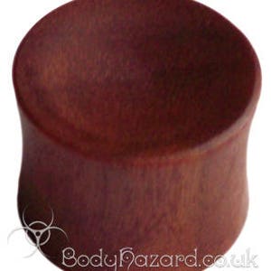 1x Saba Wood Concave Double Flared Ear Plug for Stretched Ear Lobes Red ...