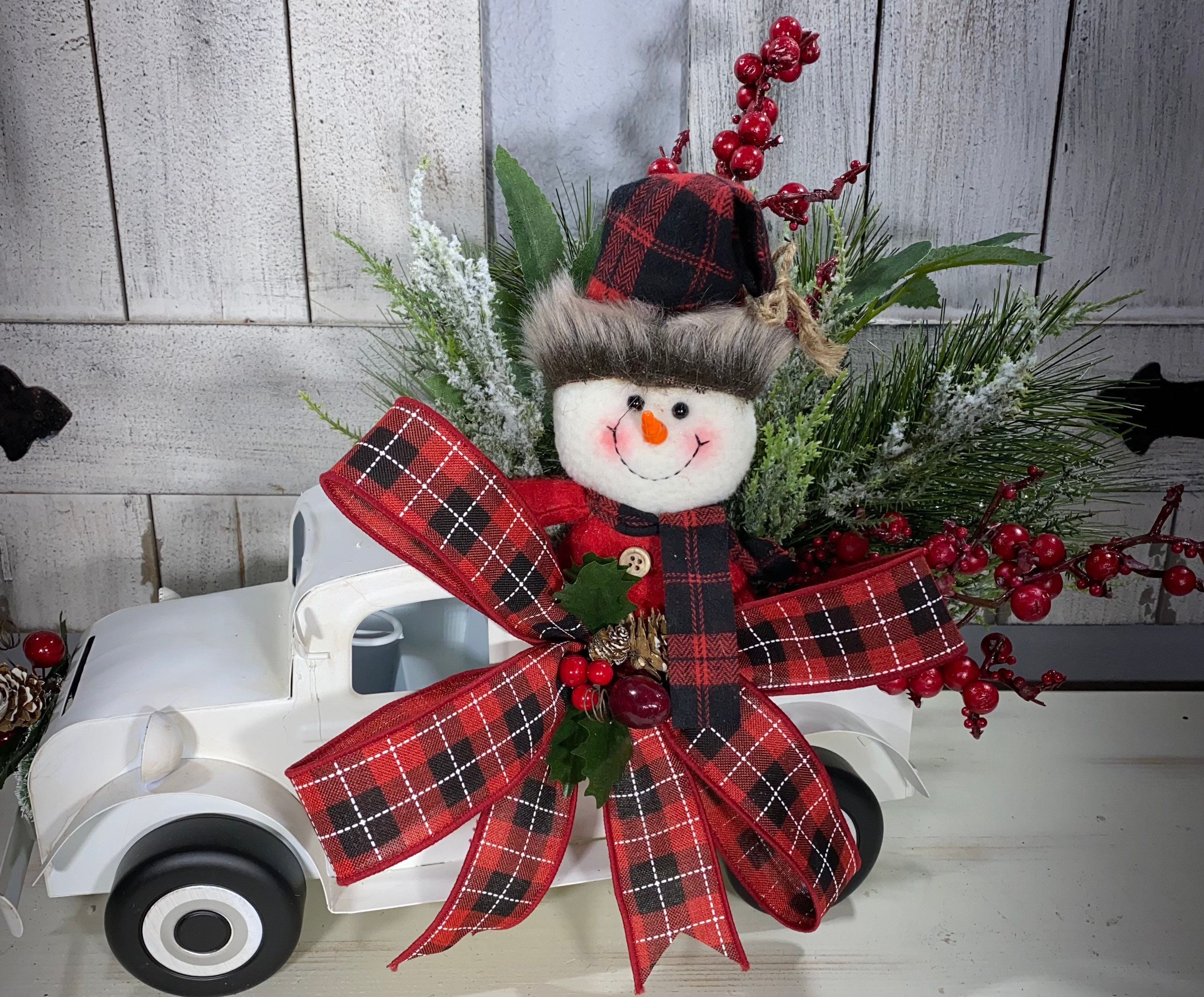 Snowman Truck, Christmas Decor, Snowman Decor, Snowman Centerpiece ...