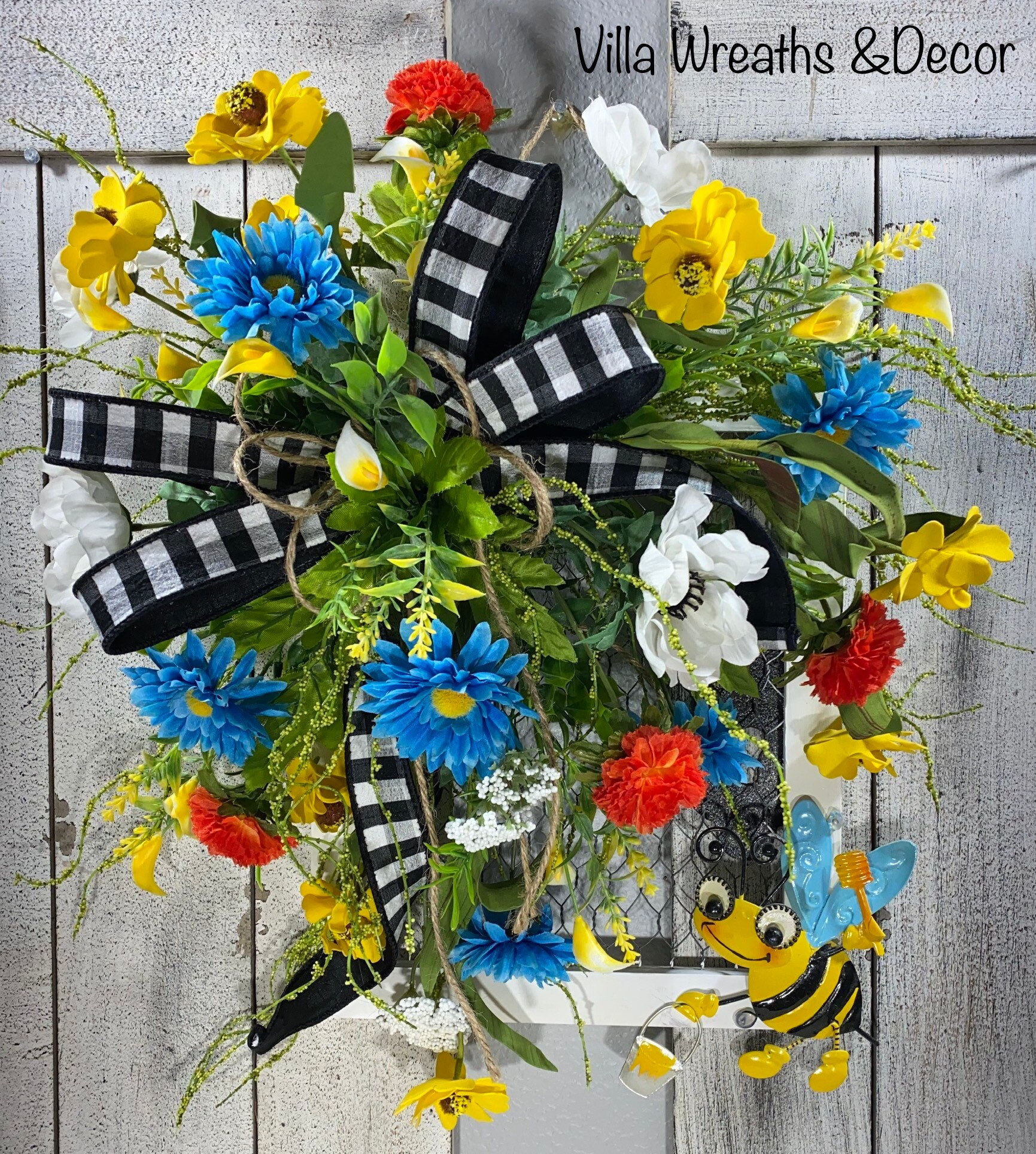 Bee Screen Frame, Bubble Bee Decor, Bee Wall Arrangement, Bee Wreath ...