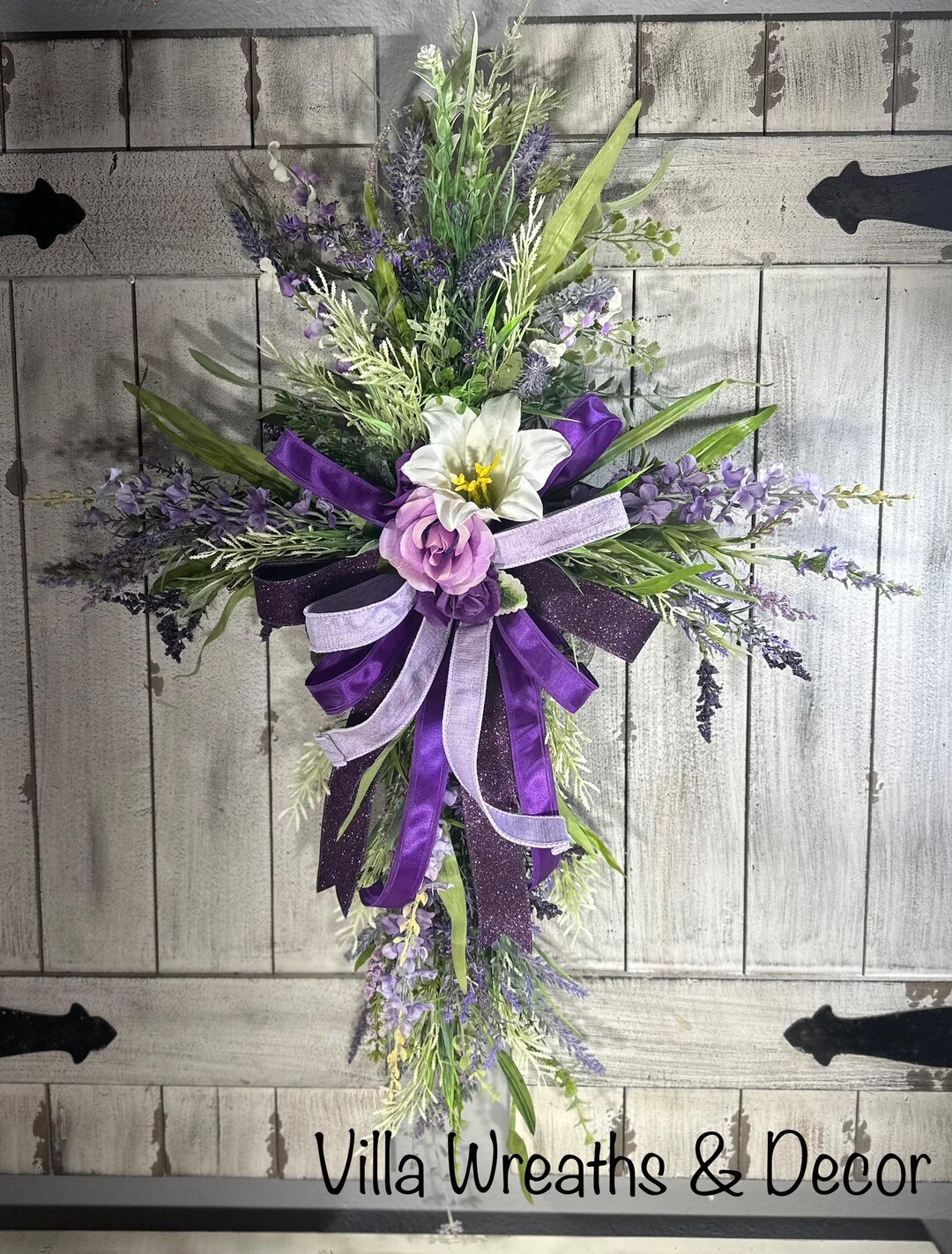 Beautiful Easter Cross, Grapevine Cross, Easter Decor, Purple Cross ...