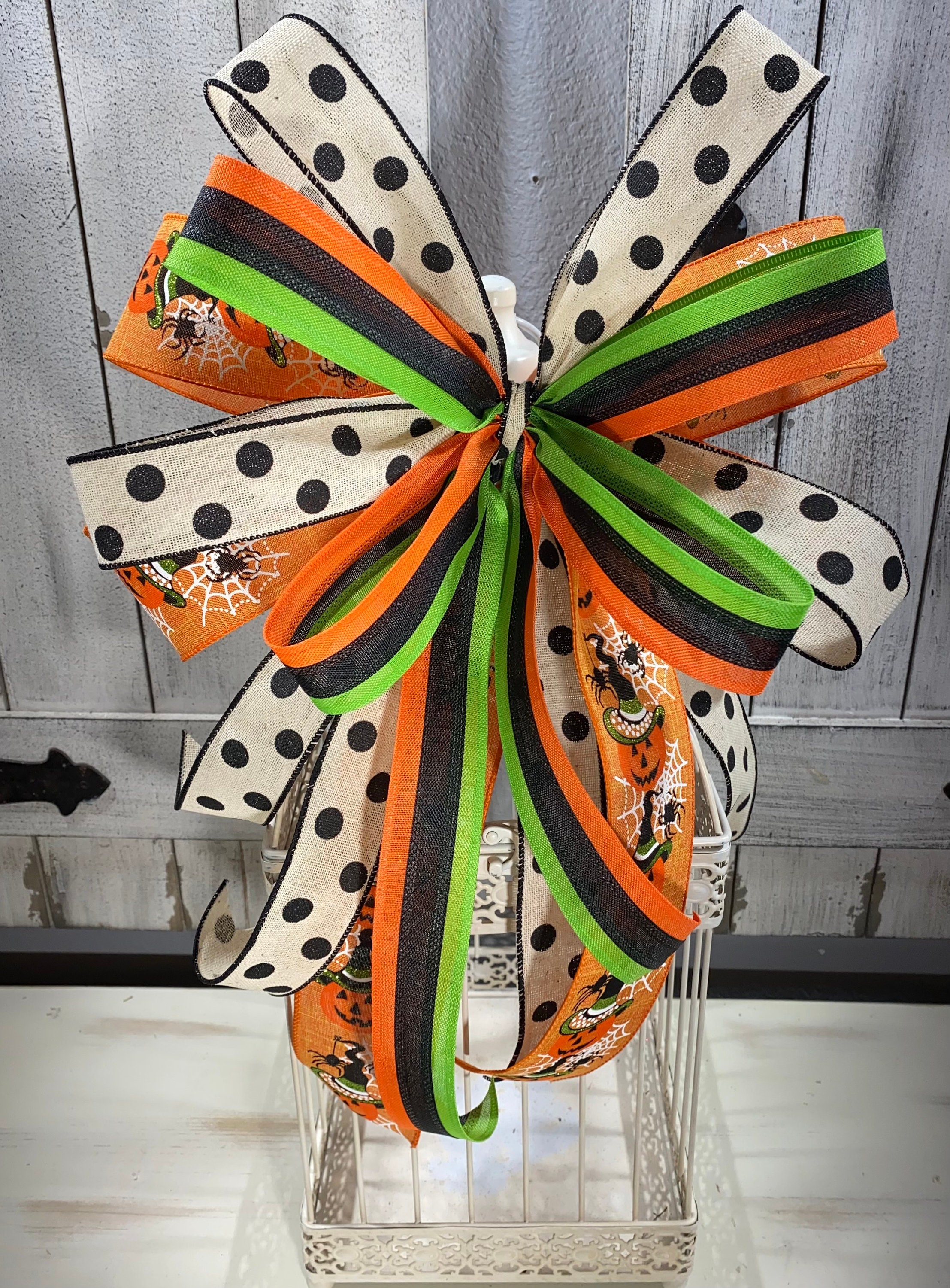 Halloween Bow, Jack-o-lantern Bow, Fall Bow, Halloween Decor, Jack-o ...