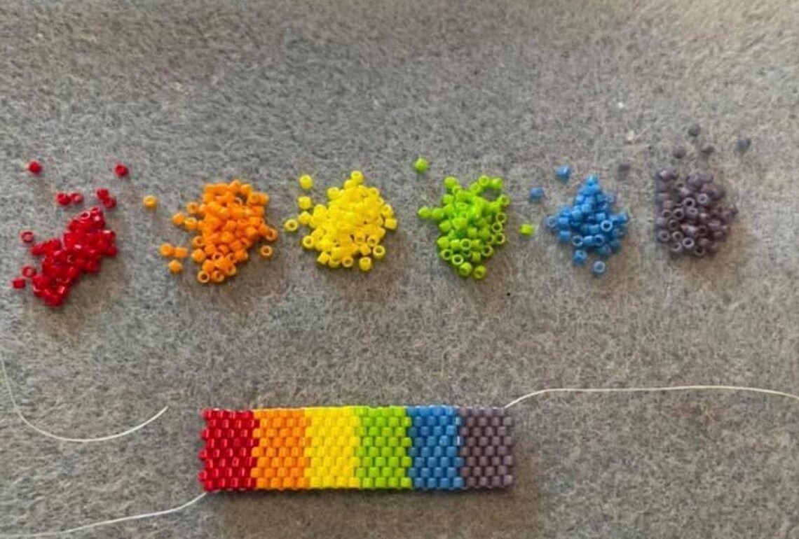 Hand Beaded Pride Colored Flag Ring - Etsy