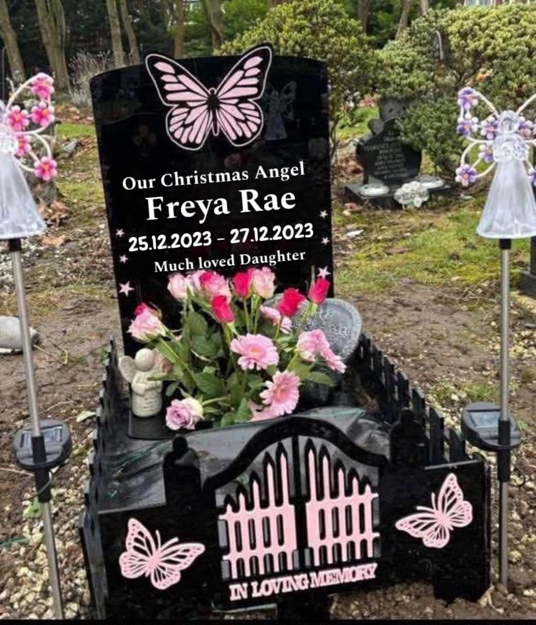 Butterfly Headstone With Memorial Garden and Flower Pot - Etsy