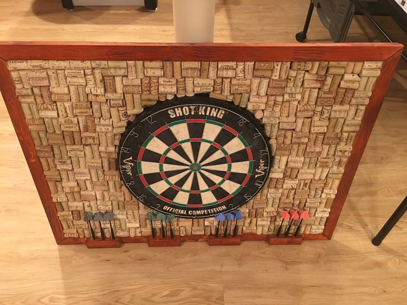 Cork Backboard With Dart Board and Darts Handmade Dartboard - Etsy
