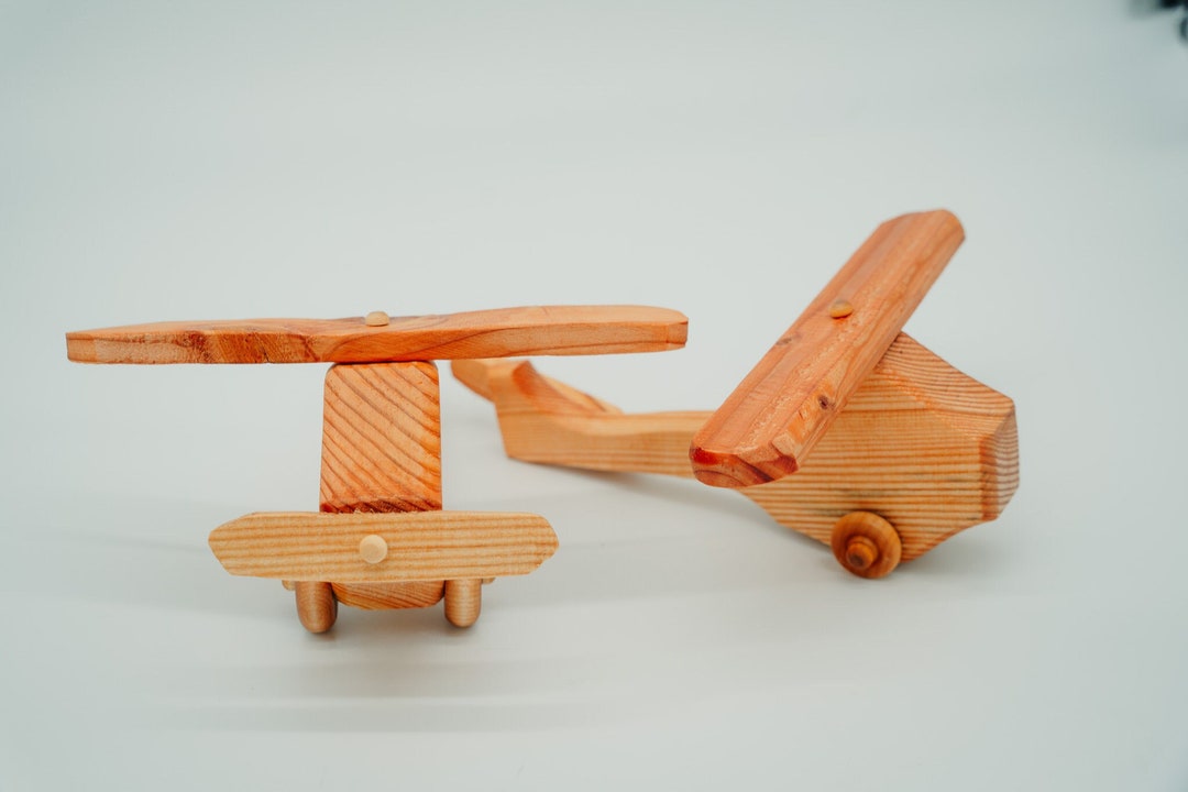 Handmade Wooden Toy Airplane and Helicopter With Wheels! - Etsy