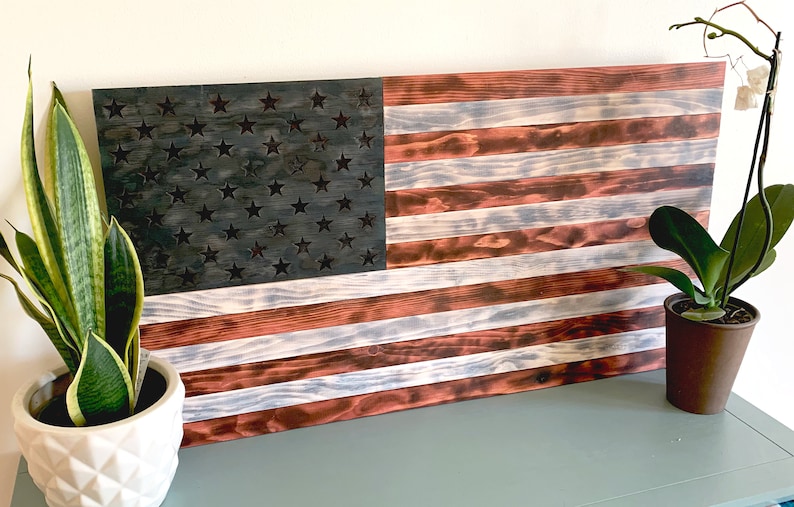 Rustic American Flag, Old Glory Wooden American Flag, Distressed Wood ...