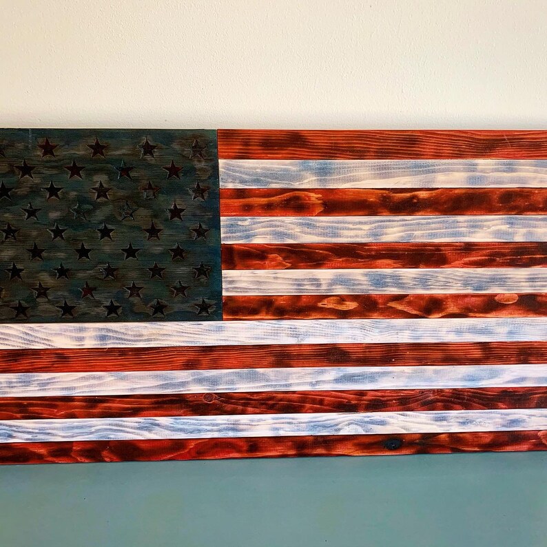 Rustic American Flag, Old Glory Wooden American Flag, Distressed Wood ...