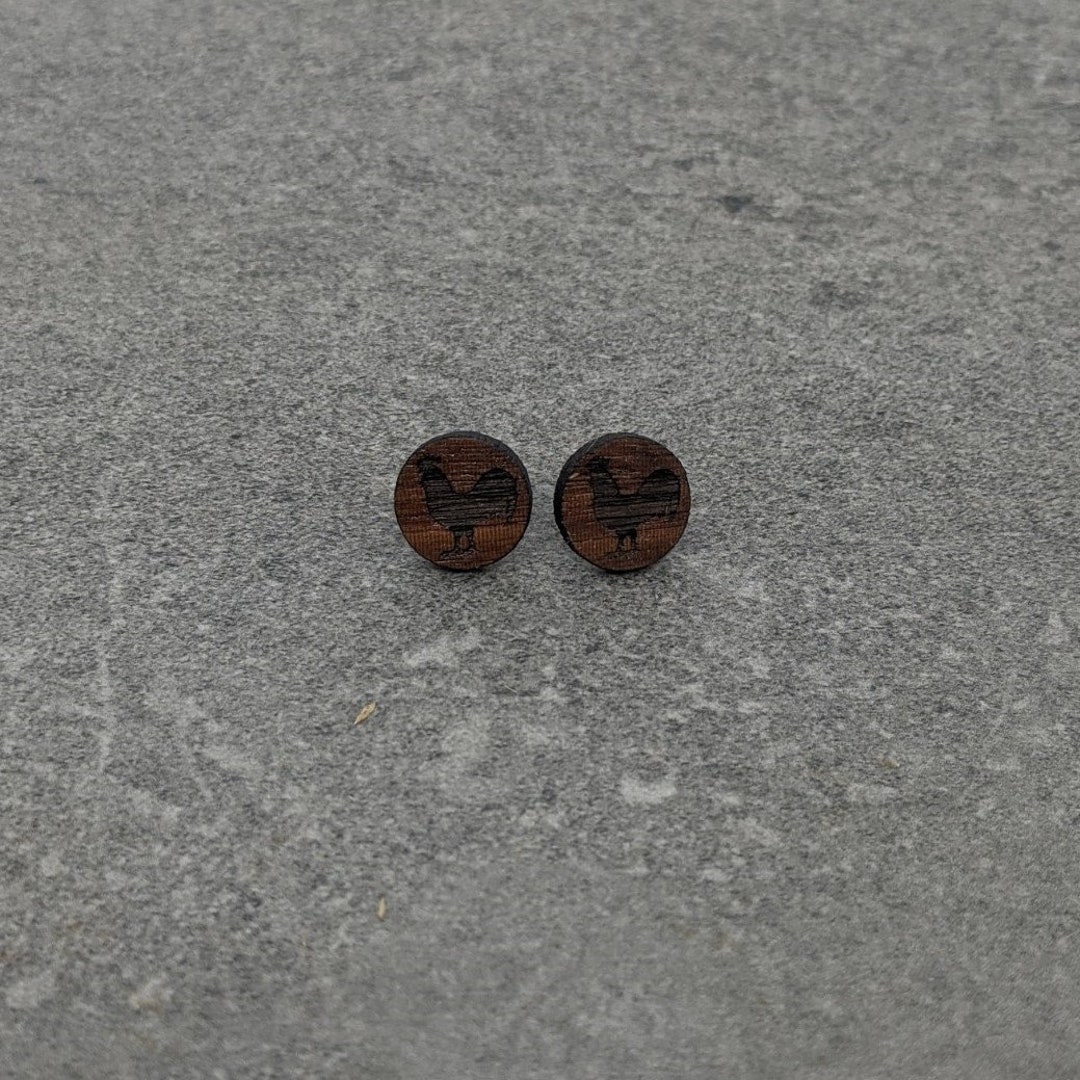 Simple Rooster Earrings Laser Cut, With a Rooster! (mahogany) - Etsy