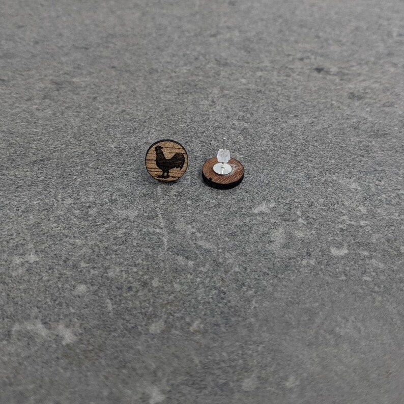 Simple Rooster Earrings Laser Cut, With a Rooster! (oak) - Etsy