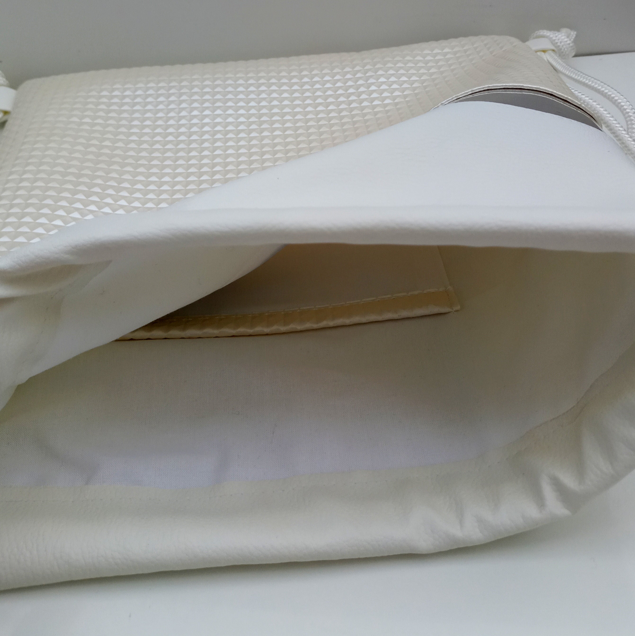 White and Light Beige Backpack Relief Pattern Bag Drawstring Backpack ...