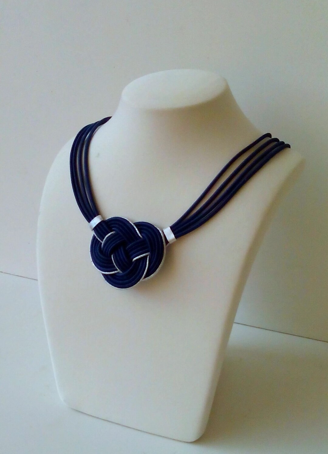 Navy Blue Knot Necklace - Knot Rope Necklace - Nautical Necklace ...
