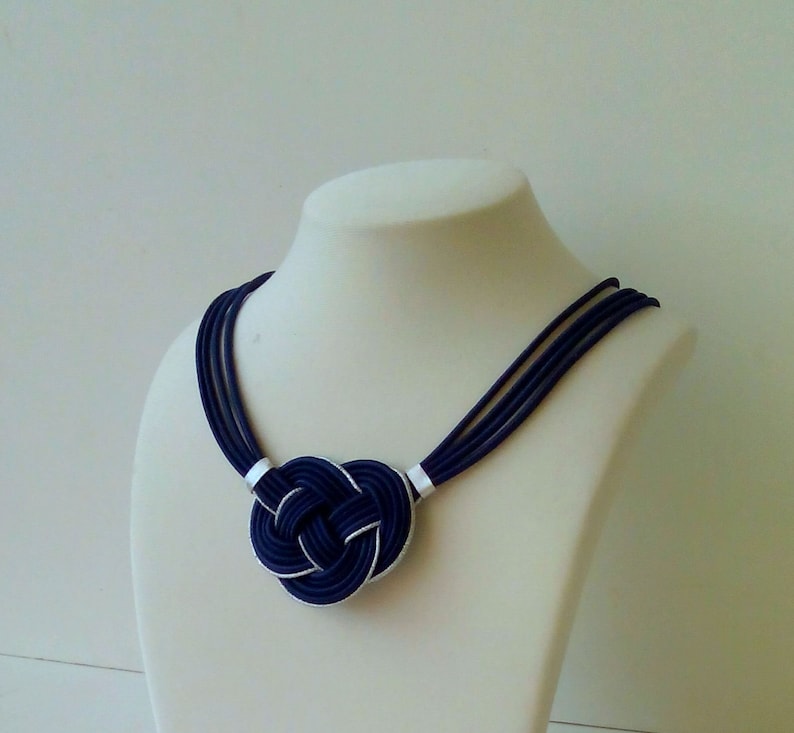 Navy Blue Knot Necklace - Knot Rope Necklace - Nautical Necklace ...