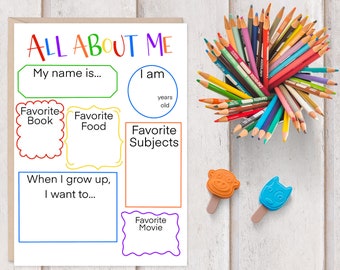 All About Me Poster Printable Worksheet Back to School Template First ...