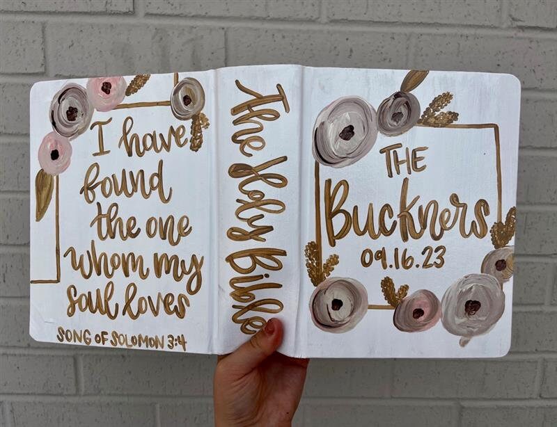 Boho Neutral Florals Handpainted Bible - Etsy