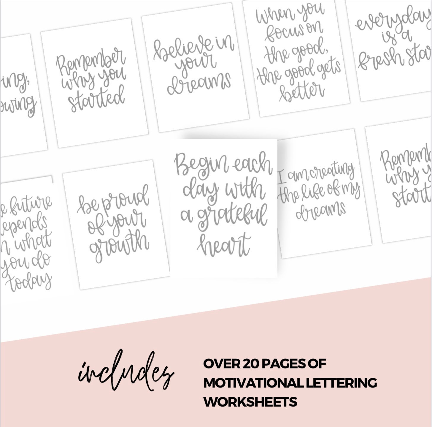 Motivational Lettering Worksheet Bundle Handlettering Practice - Etsy
