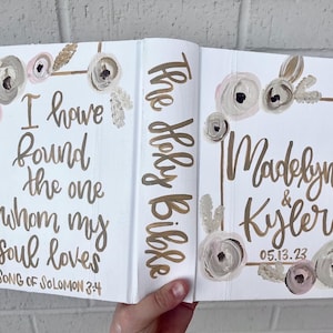 Boho Neutral Florals Handpainted Bible, Journaling Bible - Etsy