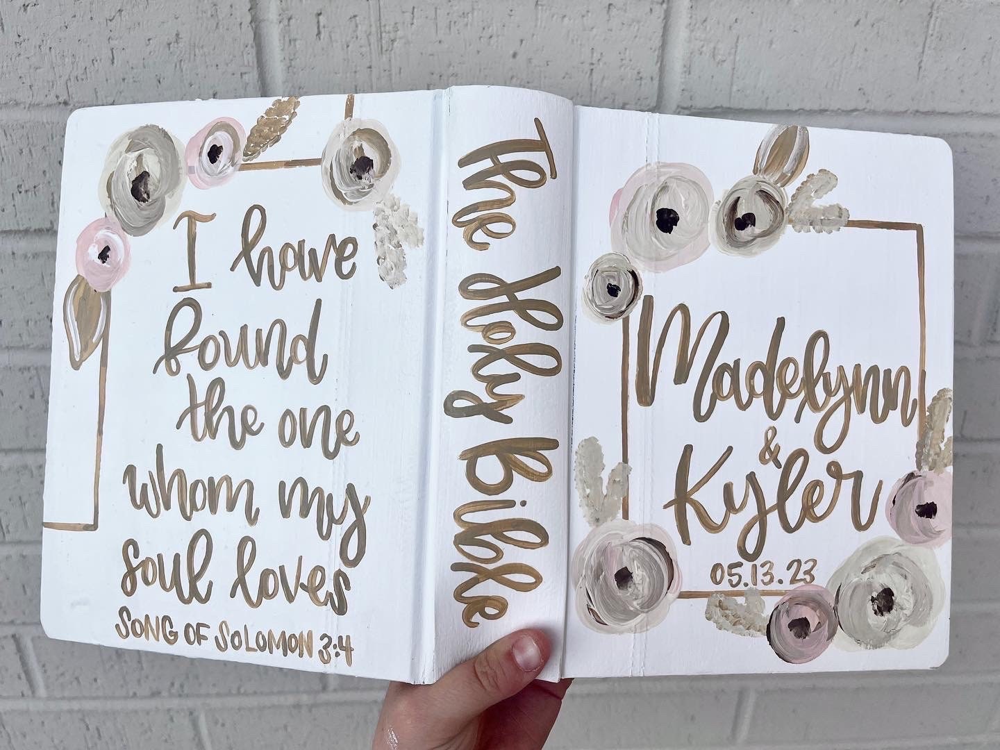 Boho Neutral Florals Handpainted Bible - Etsy