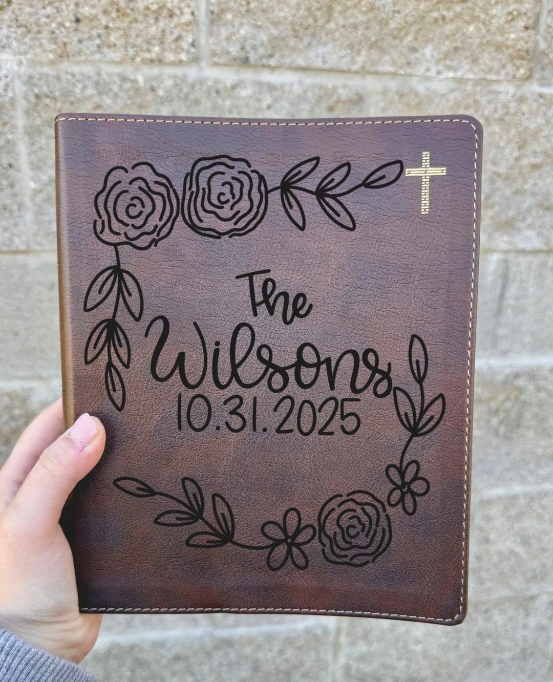 The Floral Wedding Bible | Personalized Leather Bible With Laser ...