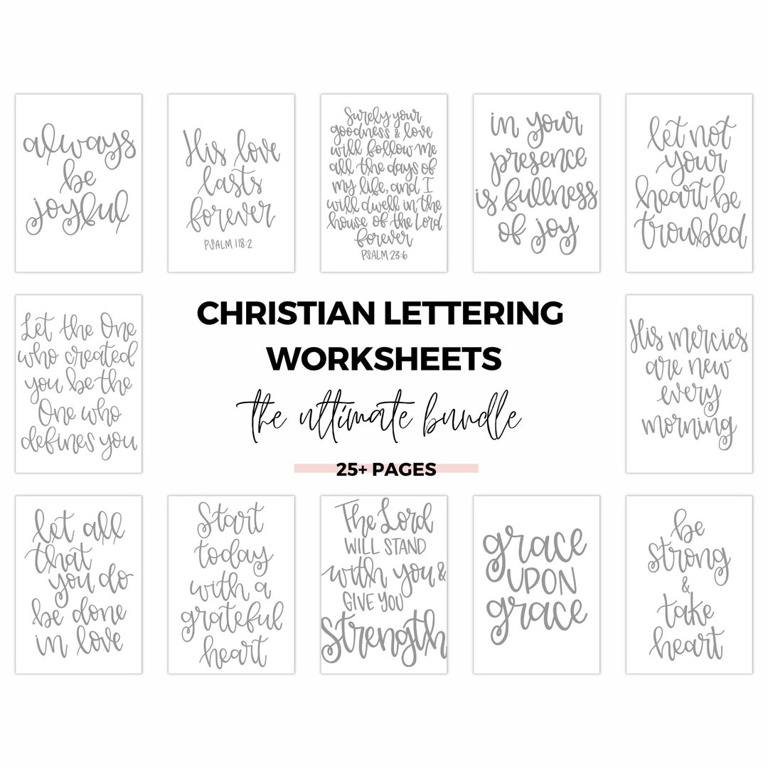 Christian Lettering Worksheet Bundle | Handlettering Practice - Etsy