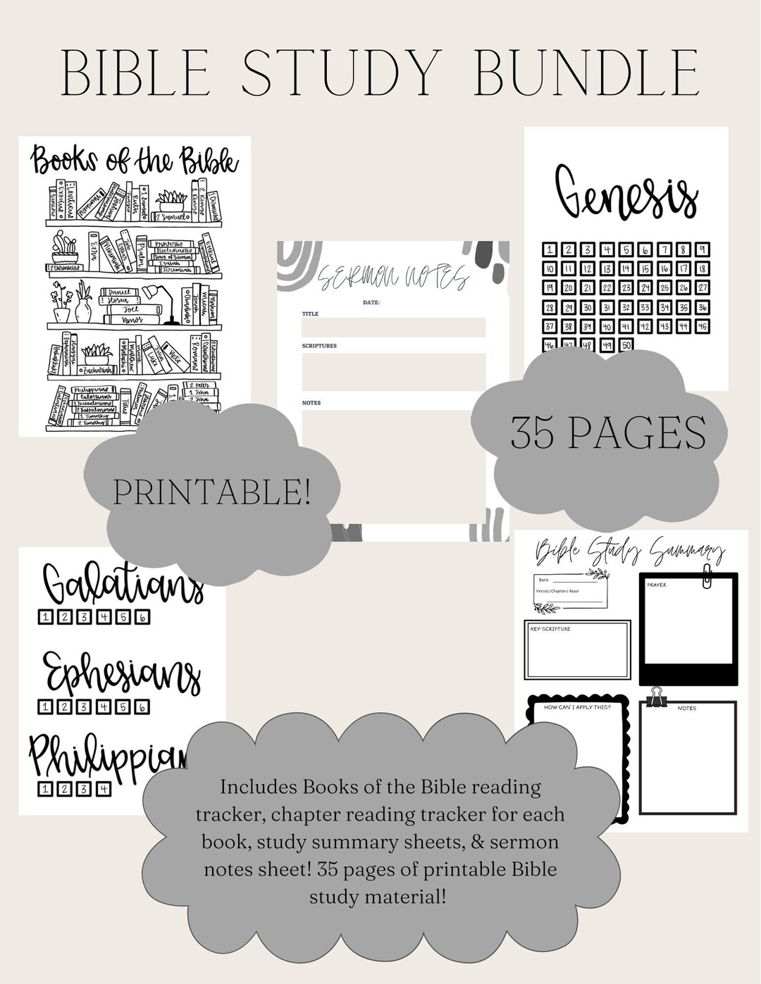 Printable Bible Study Bundle - Etsy