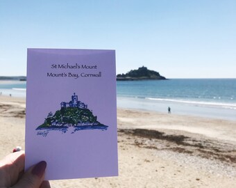 St Michael's Mount Sunset Cornwall Greeting Card Blank, Paper Collage ...
