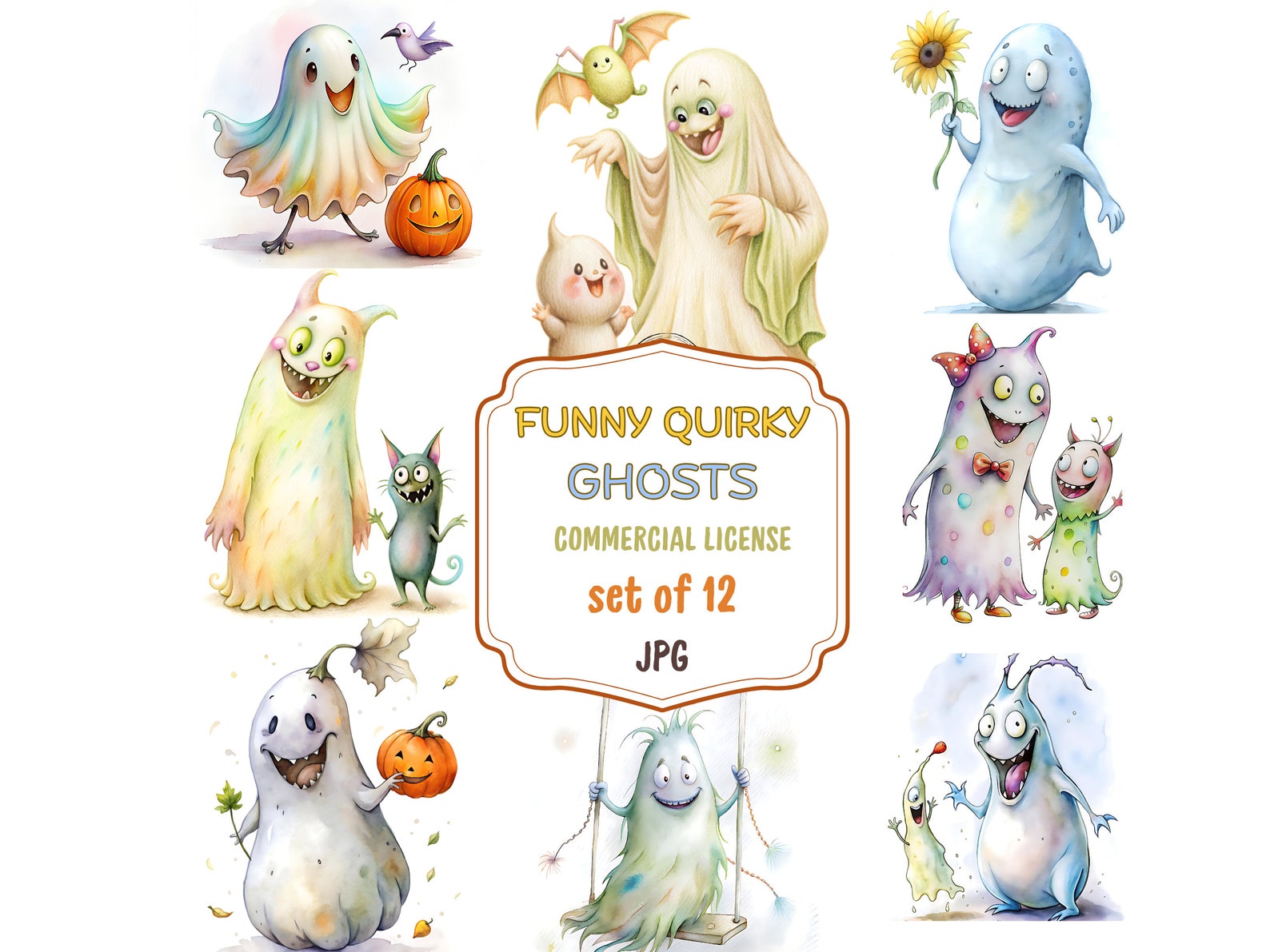 Ghost Clipart, Cute, Funny, Kawaii Ghost Clipart for Halloween ...