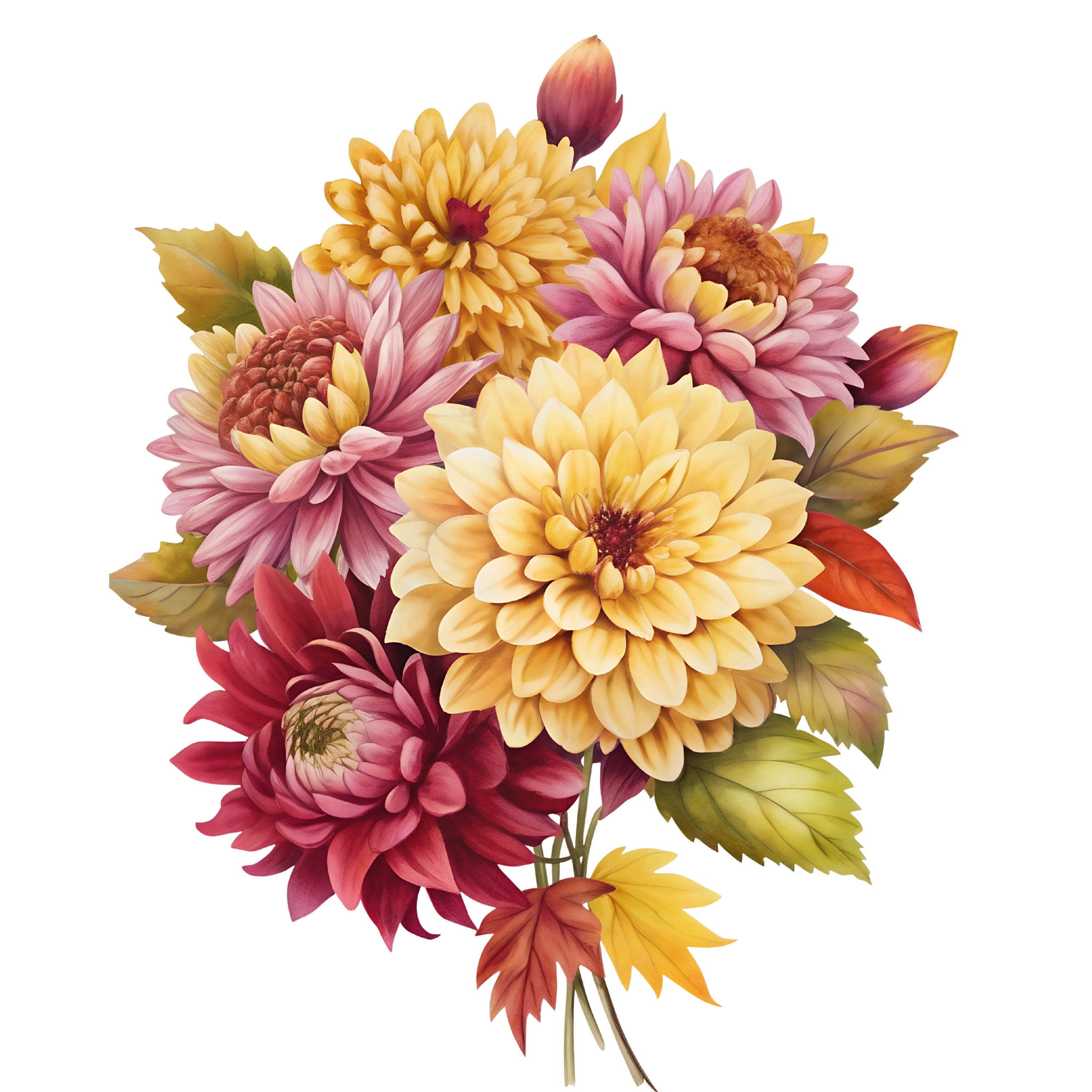 Autumn Floral Arrangement, Fall Leaf and Flower Clipart, Autumn Clipart ...