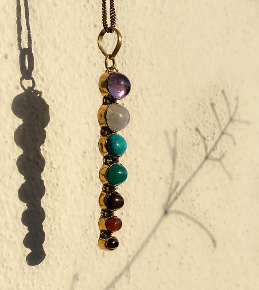 7 CHAKRAS Pendant - Sacred Gemstone Amulet - Chakra Healing Pendant - Etsy