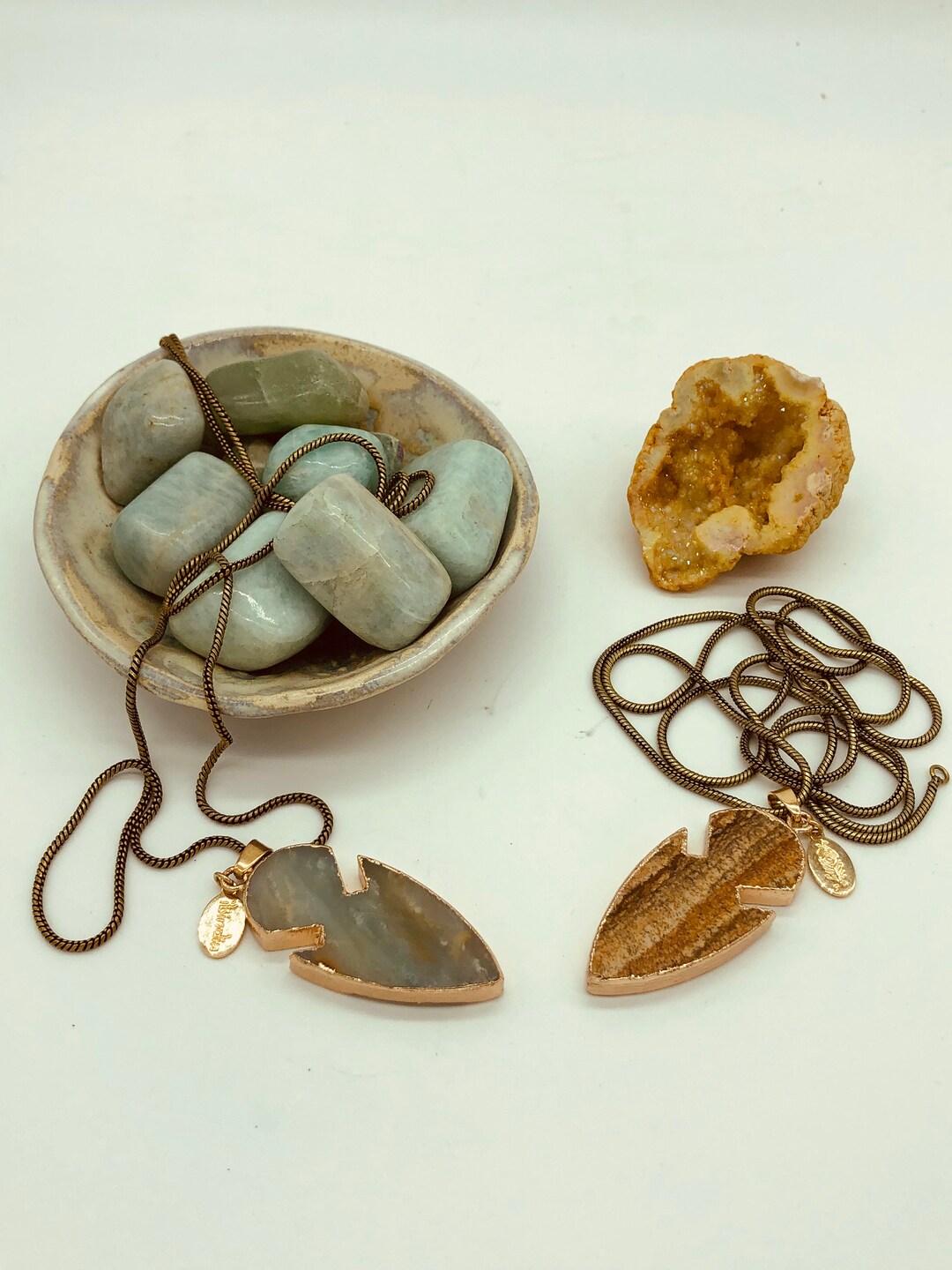 AMAZONITE Pendant / PICTURE JASPER Arrow Talisman Gemstone Jewelry - Etsy