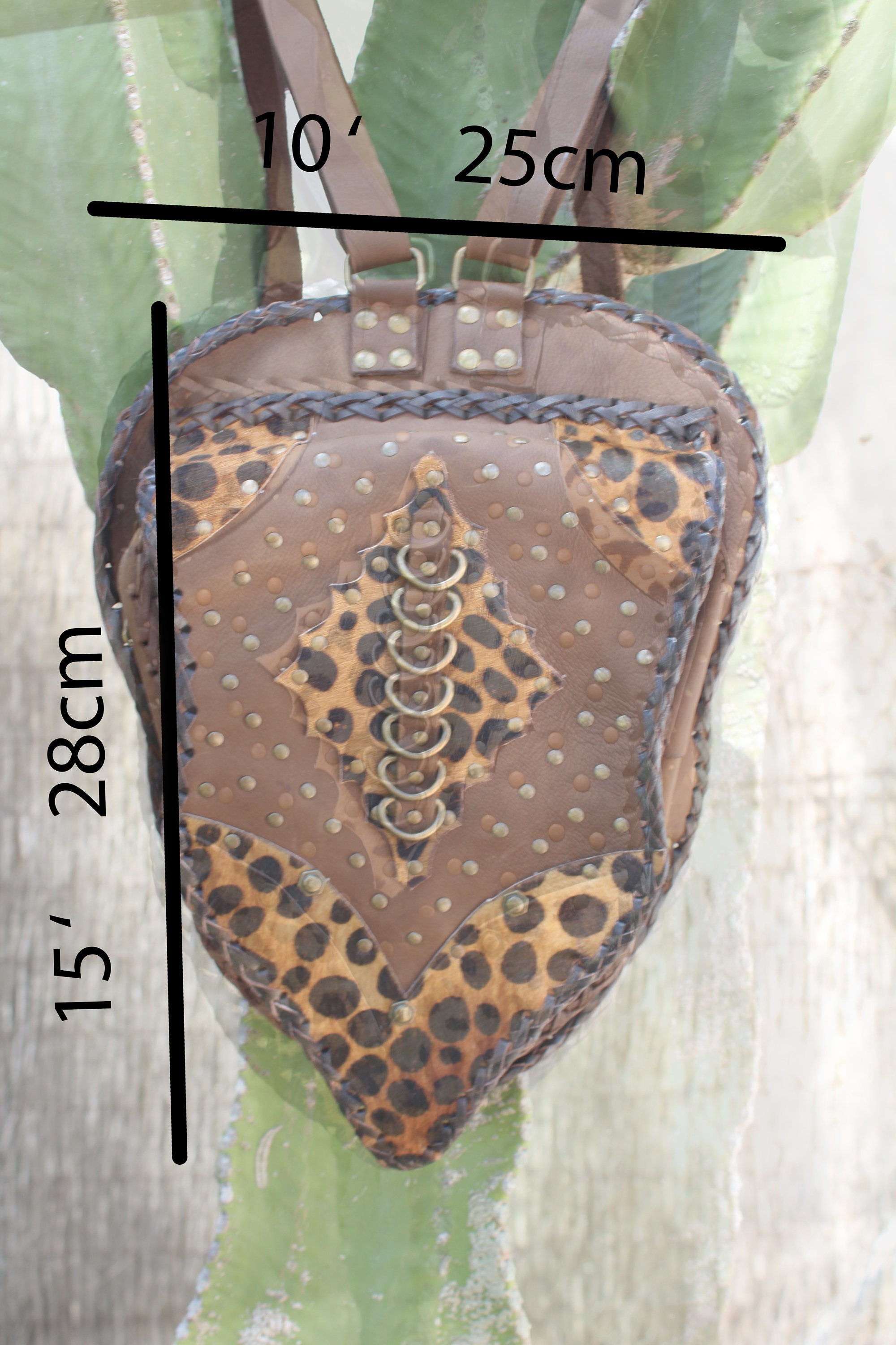 Brown Leather Backpack Leopard Print Back Pack Leather Bag | Etsy