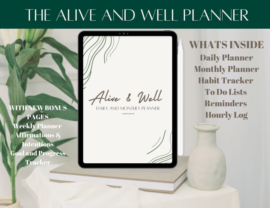 The Alive and Well Planner, Digital Undated Planner, iPad and Tablet ...