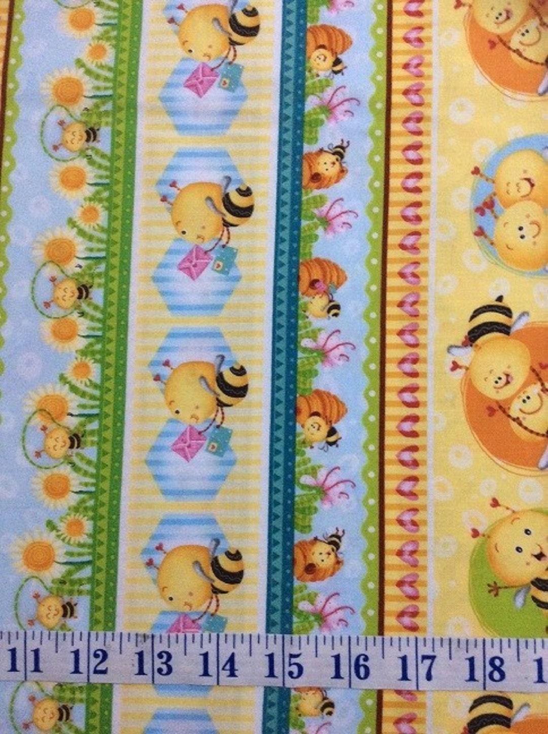Busy Bees Novelty Bee Stripe Yellow Cotton Quilting Fabric 1/2 YARD - Etsy