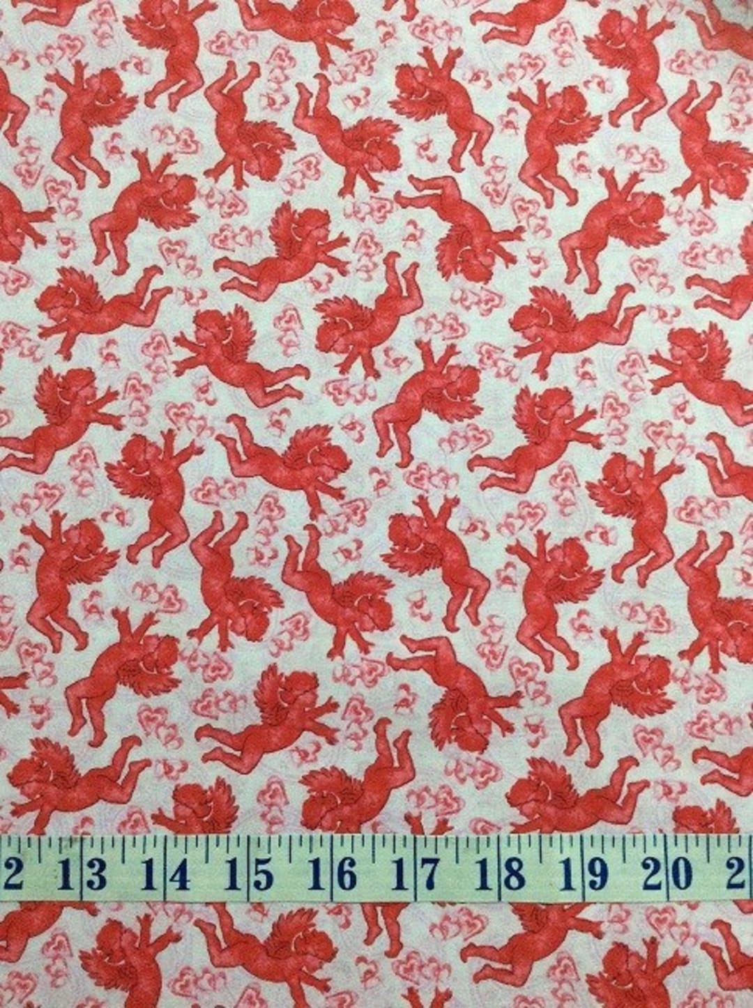 Hearts of Love Red Cupids Cotton Quilting Fabric 1/2 YARD - Etsy