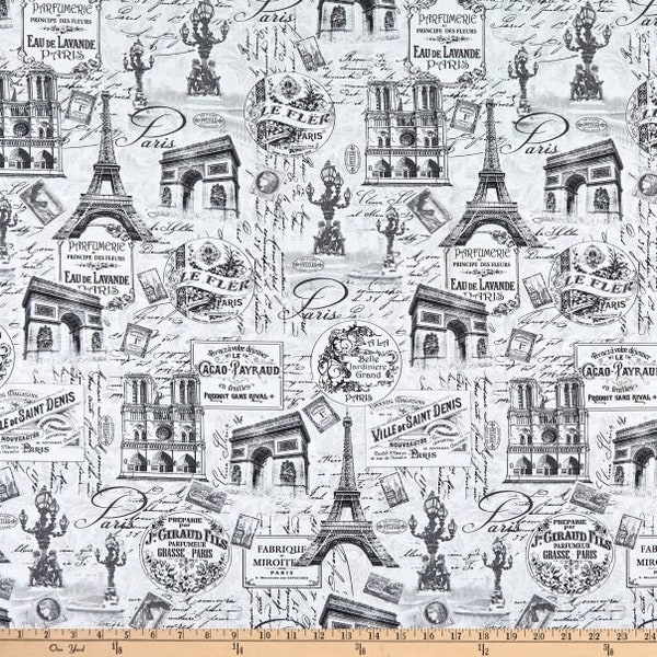 French Script Fabric - Etsy UK