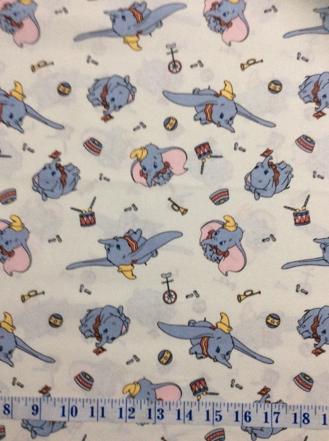 Disney Dumbo Classic Circus Fun Cream Cotton Quilting Fabric 1/2 YARD ...