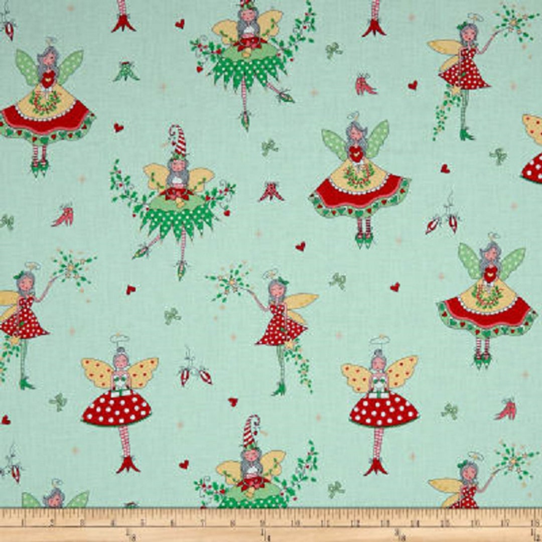 Hollywood Pixies Winter Metallic Gold Highlights Michael Miller Cotton ...