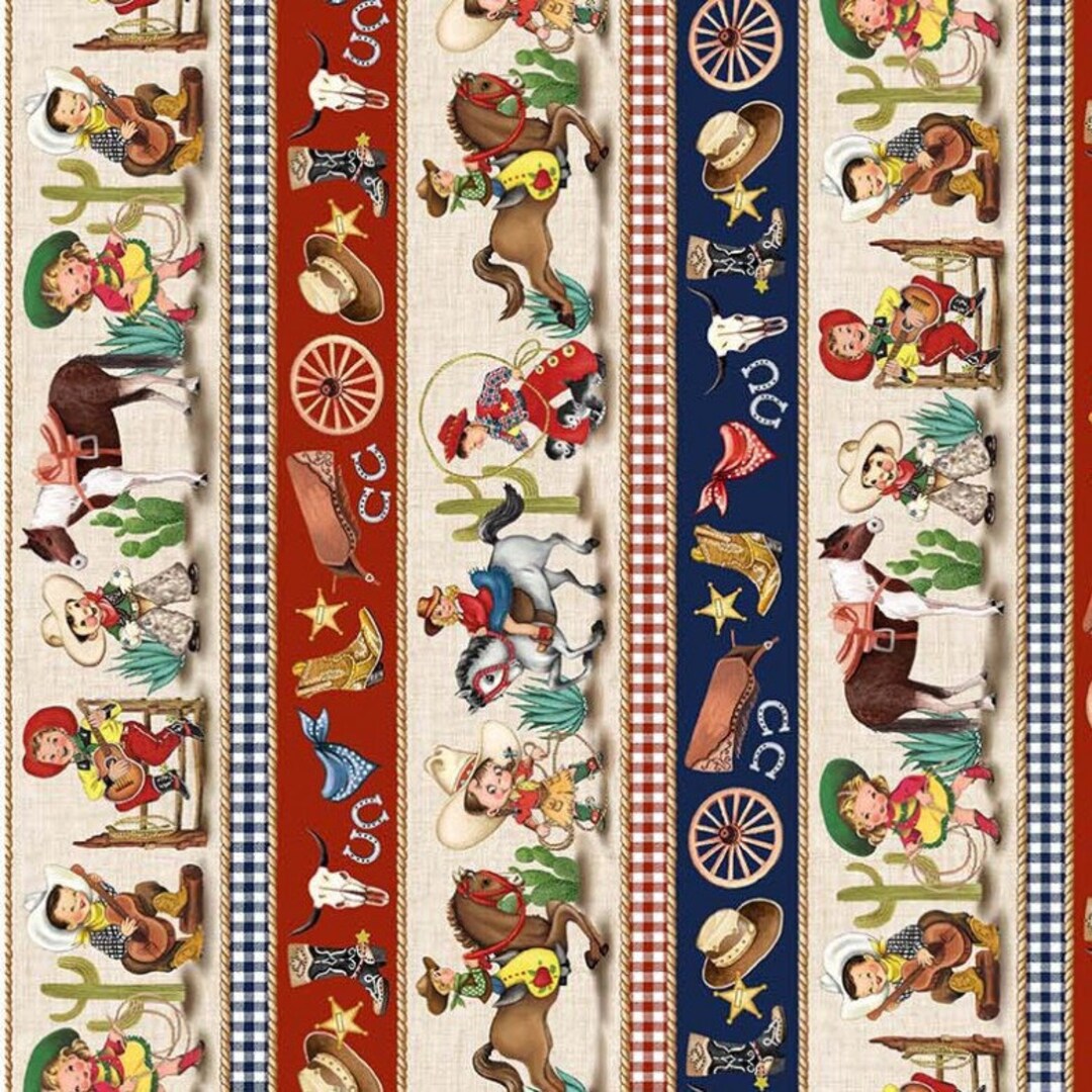 Happy Trails Prairie Stripe Cowboys Cowgirls CX11512-MULTI Cotton ...