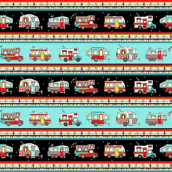 Roamin' Holiday Caravans Campers Border Stripe Multi - Etsy