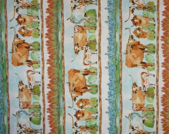Ride 'em Cowboy Toile Fabric by the Yard Cattle Fabric - Etsy