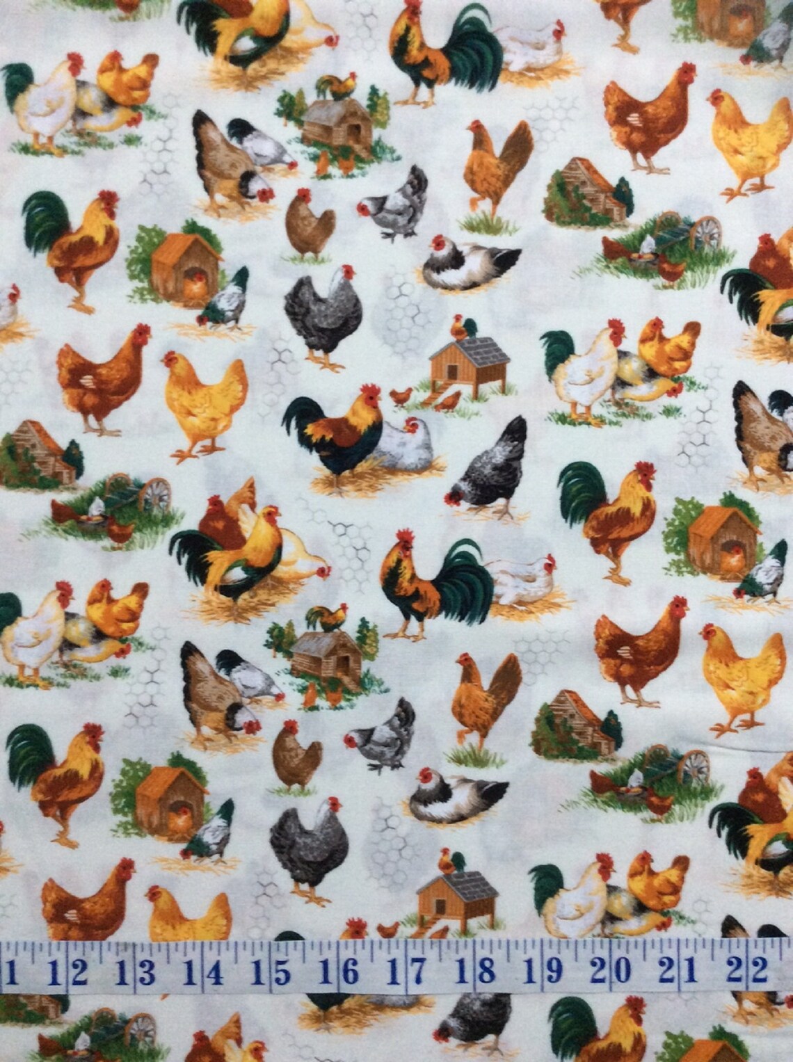 Chickens Roosters Talk Scenic Cotton Quilting Fabric 1/2 YARD - Etsy