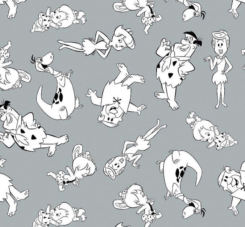 Flintstones Characters Tonal Grey Cotton Quilting Fabric 1/2 YARD - Etsy