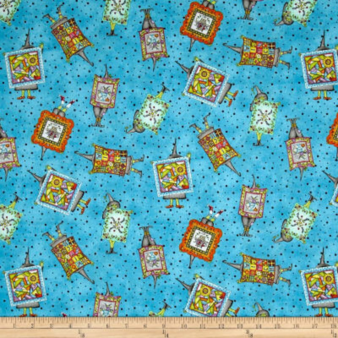 Salem Quilt Show Witches Quilts Halloween Blue Cotton Quilting Fabric 1 ...