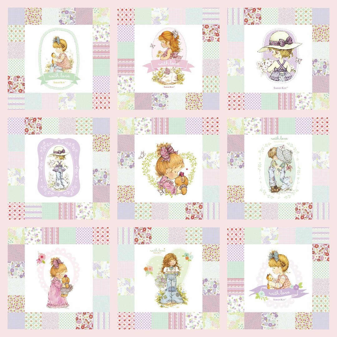 Sarah Kay With Love Characters DV5045 Cotton Quilting Fabric Block ...