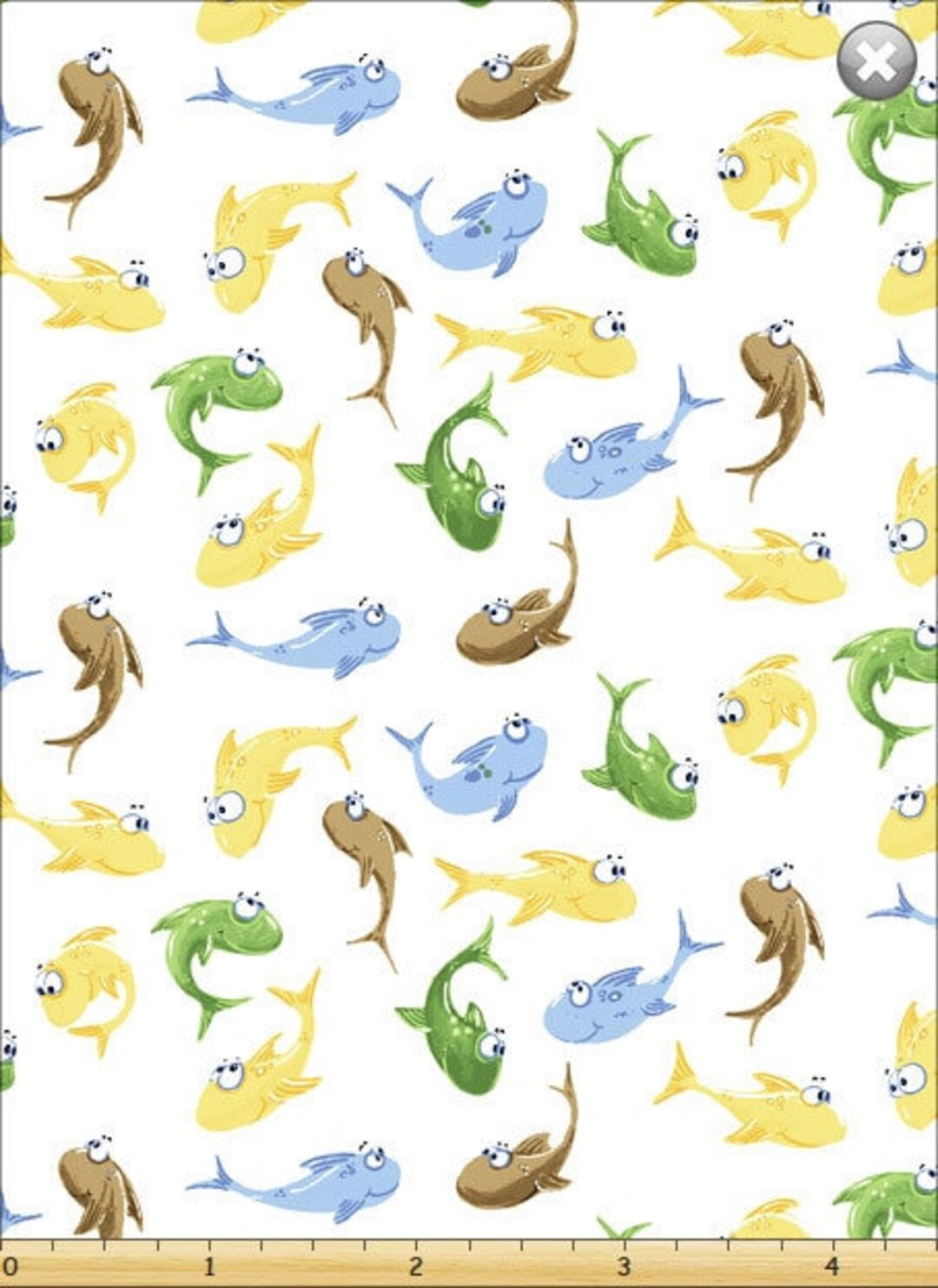 Susybee Paul and Sheldon Mini Fish White Background Cotton Quilting ...