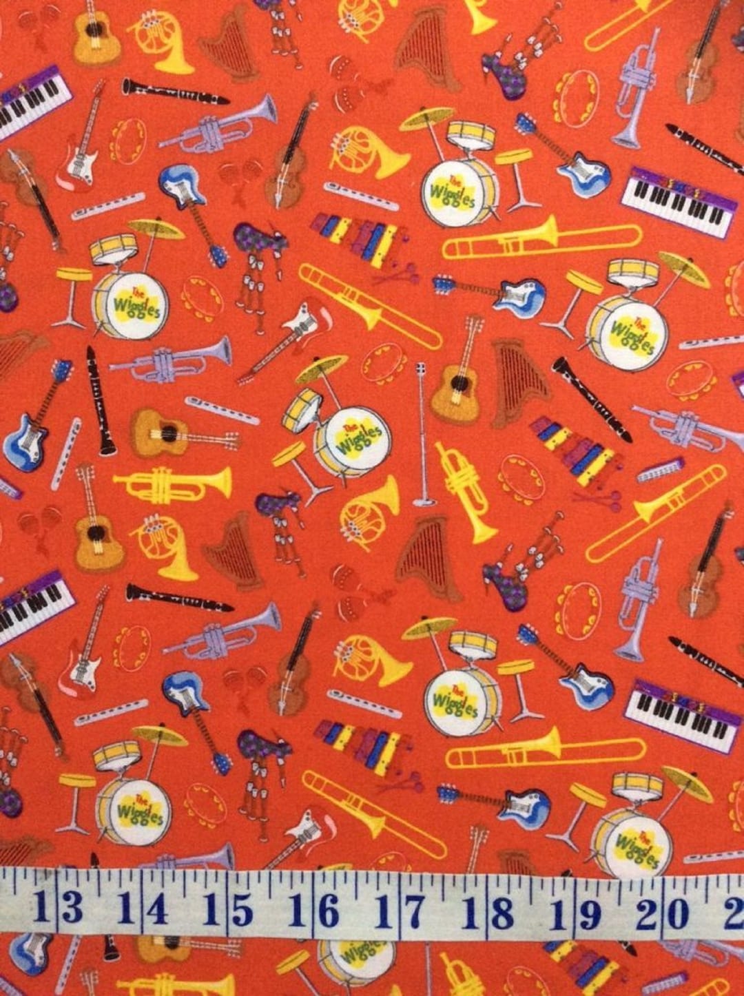 The Wiggles Ready Steady Wiggle Instruments Red Cotton Quilting Fabric ...