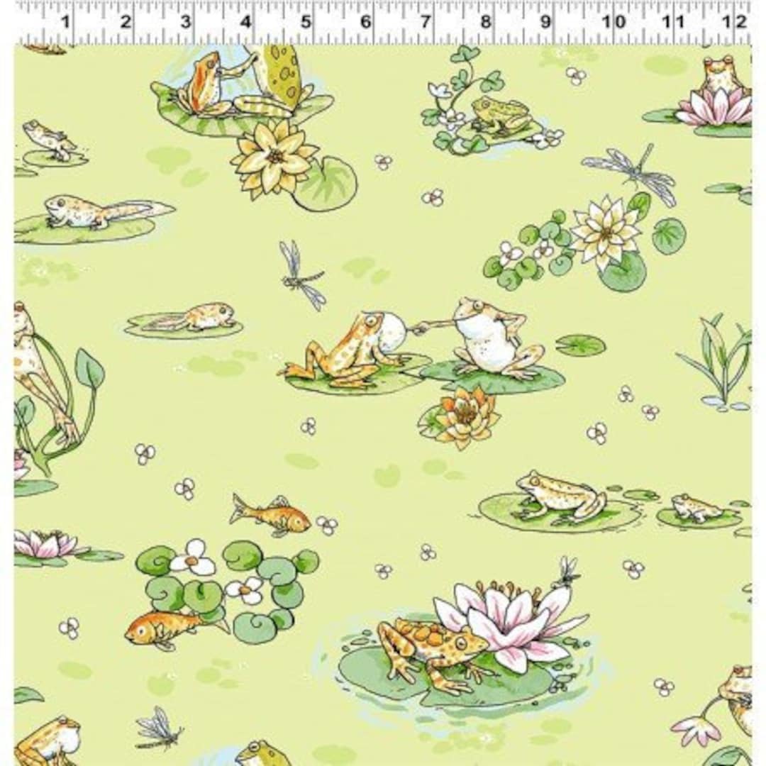 Pond Life Leap Frog Light Olive Y3125-23 Cotton Quilting Fabric 1/2 ...