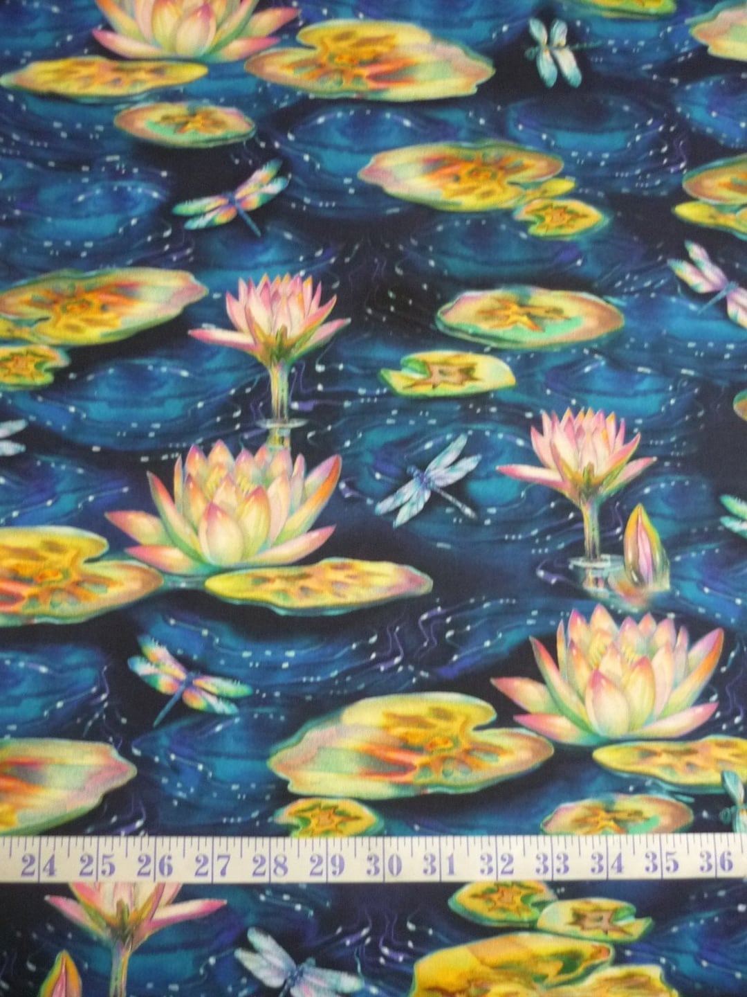 Wild Magic Lilly Pads and Dragonflies Cotton Quilting Fabric 1/2 YARD ...