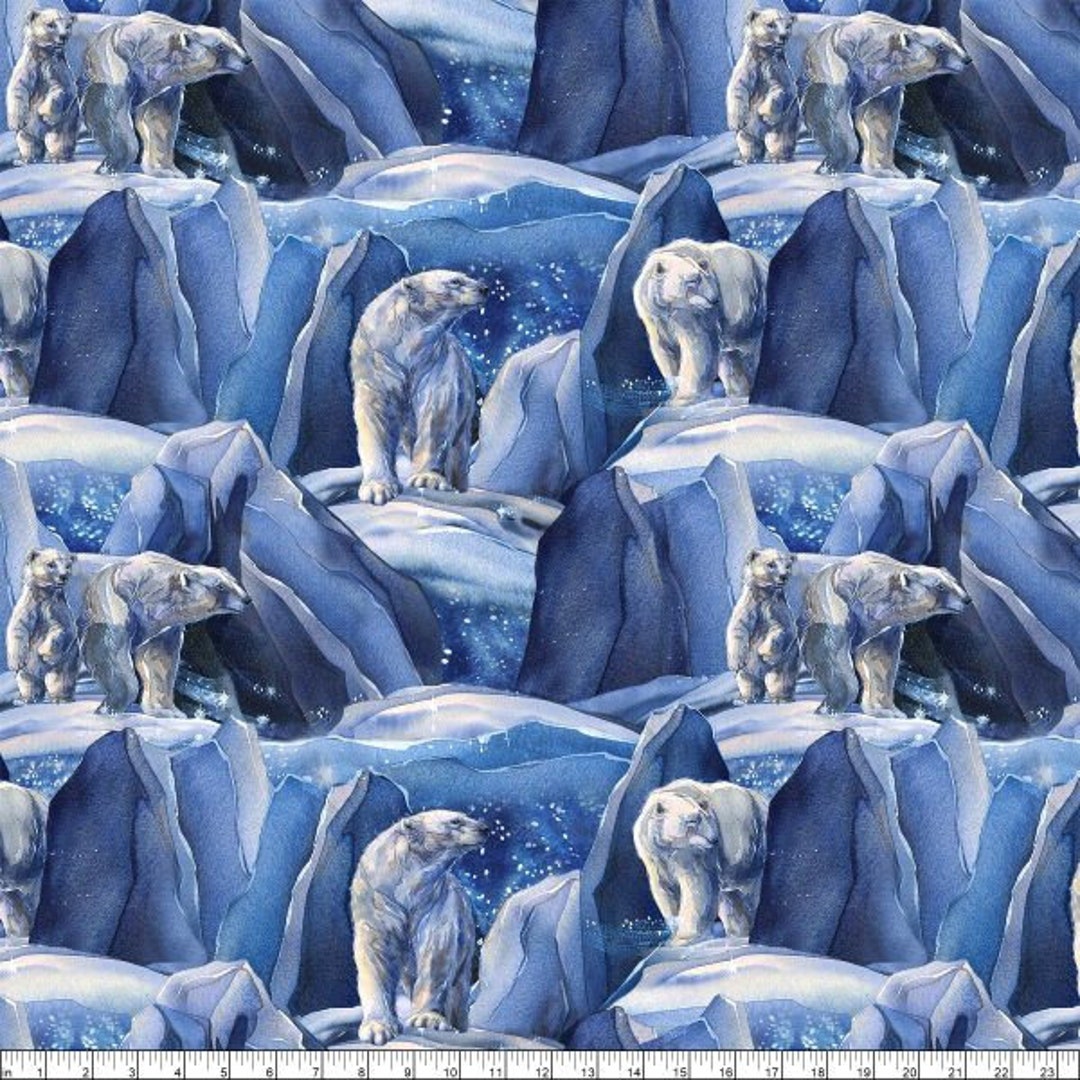 Polar Frost Polar Bears Dark Blue 24842-46 Cotton Quilting Fabric 1/2 ...